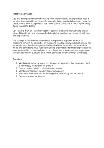 AC 2.3 Sociological theories of crime | Teaching Resources