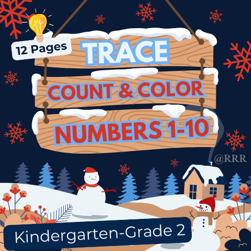 Winter Fun: Trace, Count & Color Numbers 1-10 ~ MathsWorksheet for Kids ...