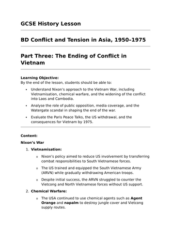 The End of the Vietnam War - GCSE History Lesson | Teaching Resources