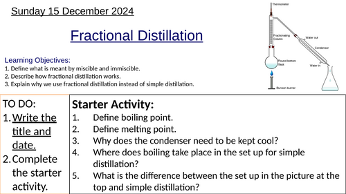 GCSE Chemistry Fractional Distillation: Complete Lesson | Teaching ...