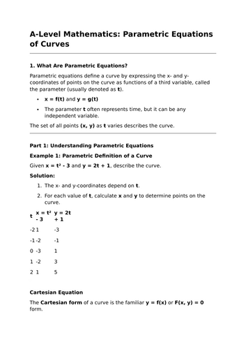 Parametric Equations of Curves - A-Level Mathematics Lesson | Teaching ...
