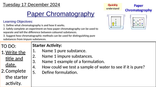 GCSE Chemistry Paper Chromatography with Required Practical: Complete ...