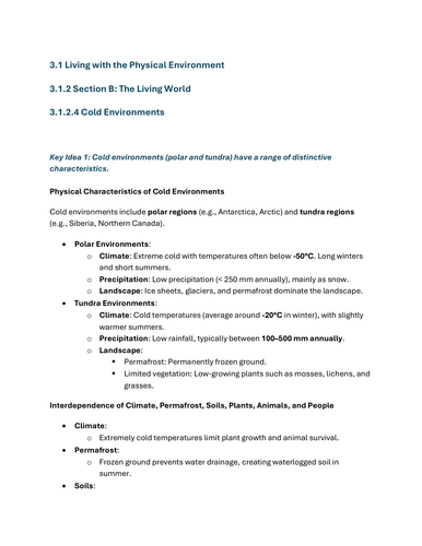 Cold Environments - GCSE Geography Lesson | Teaching Resources