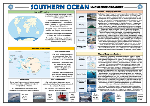 The Southern Ocean - Knowledge Organiser! | Teaching Resources