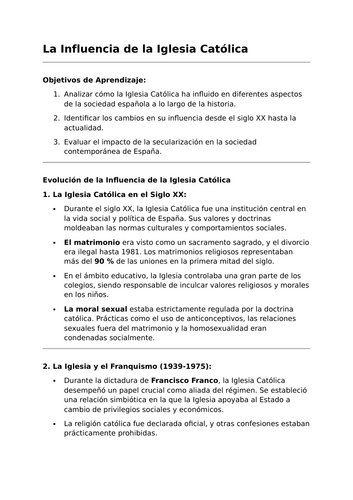 La Influencia de la Iglesia Católica - A-Level Spanish Lesson ...