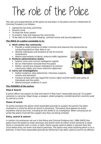 L5 The Role of the Police | Teaching Resources