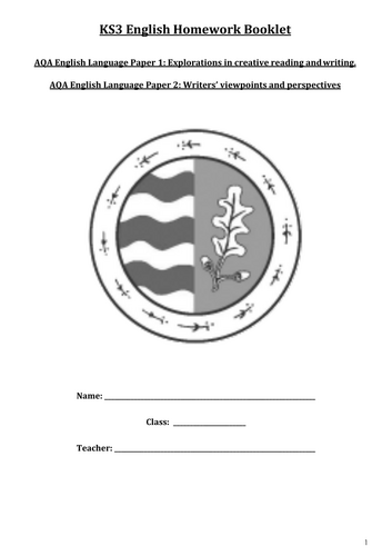 KS3 AQA-Style Homework Booklet (Year 8) | Teaching Resources