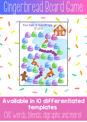 Gingerbread "Snakes & Ladders" Reading Board Game - Vowel team ...