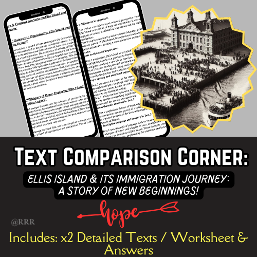 Ellis Island & Immigration: Compare & Contrast Passages with Worksheet ...