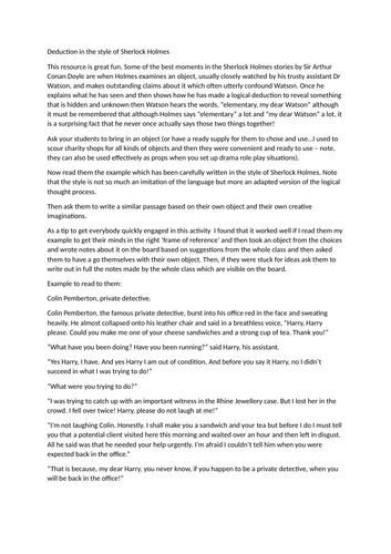 Deduction in the style of Sherlock Holmes | Teaching Resources