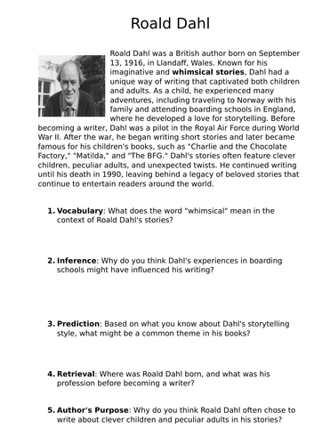 Roald dahl Year 5 guided reading activity | Teaching Resources Roald dahl Year 5 guided reading activity | Teaching Resources