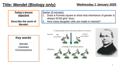 AQA GCSE Biology "Lesson 11 - Mendel" - Biology only (Inheritance ...