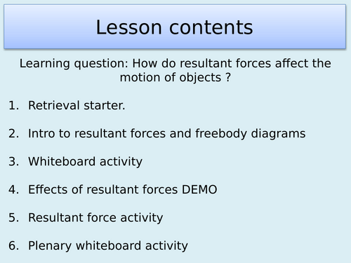 AQA P8.3 Resultant forces | Teaching Resources