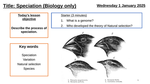 Aqa Gcse Biology Lesson 15 Speciation Biology Only Inheritance Variation And Evolution