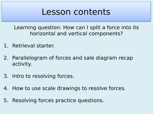 AQA P8.9 Resolution of forces | Teaching Resources