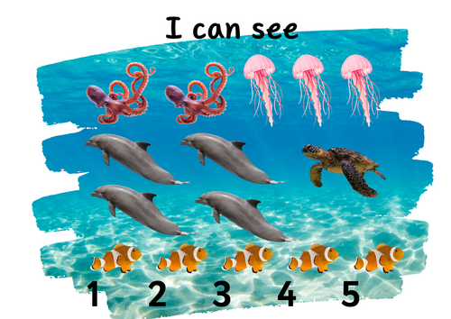 Sea animal themed counting mat | Teaching Resources