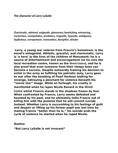GCSE ENGLISH LITERATURE revision: the character of Larry LaSalle in ...