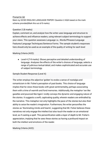 GCSE ENGLISH LANGUAGE PAPER1 | Teaching Resources