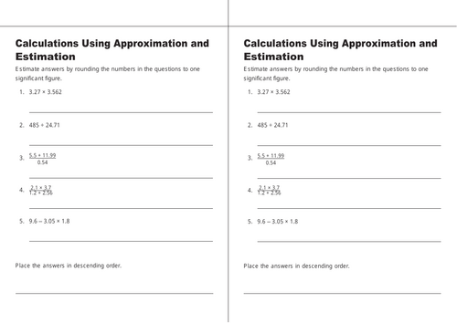 GCSE MATH Calculations Using Approximation and Estimation | Teaching ...