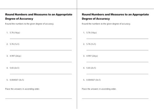 GCSE MATH Round Numbers and Measures to an Appropriate Degree of Accuracy | Teaching Resources