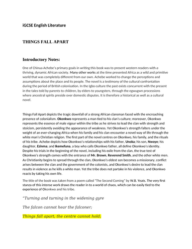 The theme of friendship "Things Fall Apart" iGCSE LITERATURE | Teaching ...