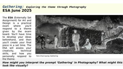 'Gathering' 2025 GCSE Art (Photography Focus): A Student Introduction | Teaching Resources