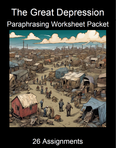 Great Depression Paraphrasing Worksheet Packet (26 Assignments ...