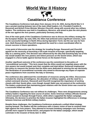 Casablanca Conference “Article & Questions” Assignment | Teaching Resources