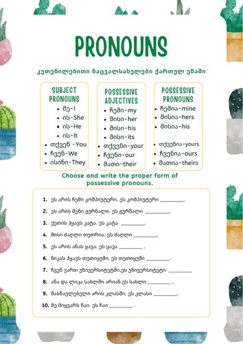 Possessive Pronouns/Possessive adjectives | Teaching Resources