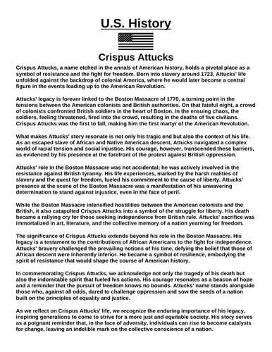 Crispus Attucks “Article & Questions” Assignment | Teaching Resources