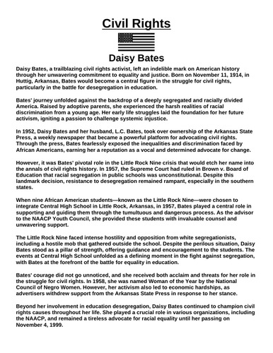 Daisy Bates “Article & Questions” Assignment | Teaching Resources