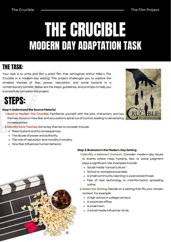 The Crucible - Modern day adaptation task | Teaching Resources