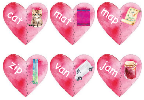 CVC Word Heart Matching | Teaching Resources