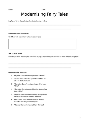 Classic Fairy Tales | Teaching Resources