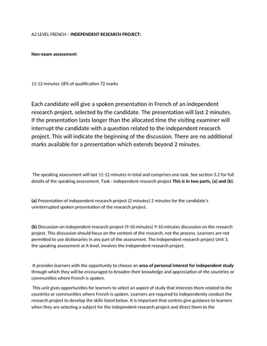 PREPARING FOR THE IPR FRENCH A LEVEL: guidance notes | Teaching Resources