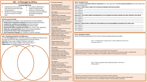 Q5 Practice: A Passage to Africa | Teaching Resources