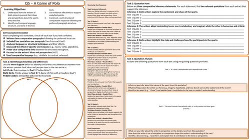 Q5 Practice: A Game of Polo with a Headless Goat | Teaching Resources