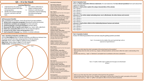 Q5 Practice: H is for Hawk | Teaching Resources
