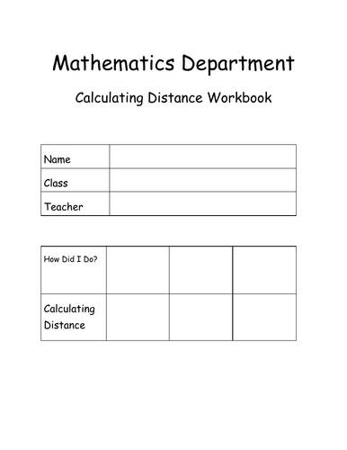 Calculating Distance Maths Workbook | Teaching Resources Calculating Distance Maths Workbook | Teaching Resources