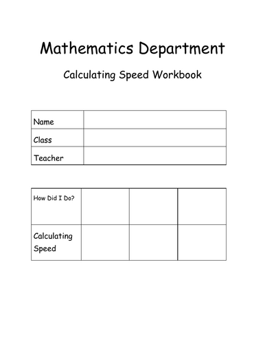 Calculating Speed Maths Workbook | Teaching Resources