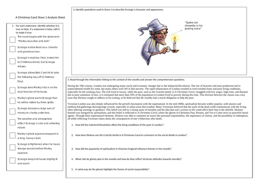 A Christmas Carol Stave 1 A3 sheet | Teaching Resources