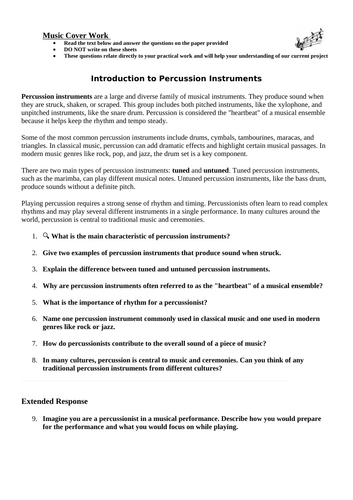 Music Cover Work | Teaching Resources