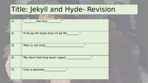 Jekyll and Hyde- Plot and Quotation Revision | Teaching Resources