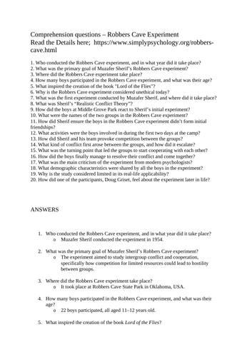 Inspiration for Lord of the Flies - The Robbers Cave Experiment ...