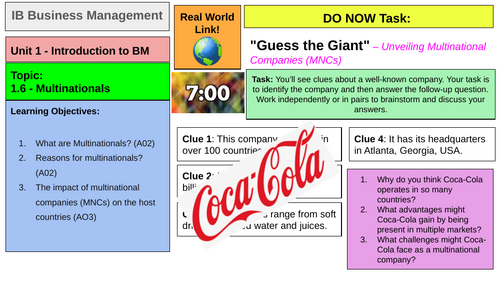 IB Business Management: 1.6 Multinational Companies | Teaching Resources