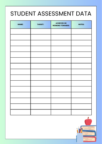 Assessment Data Sheet | Teaching Resources Assessment Data Sheet | Teaching Resources