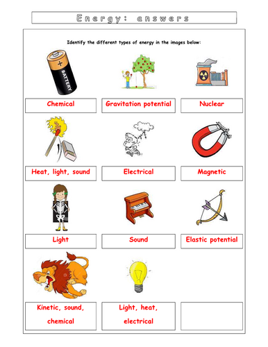 Year 7 Energy L1 - energy intro (Worksheet) | Teaching Resources
