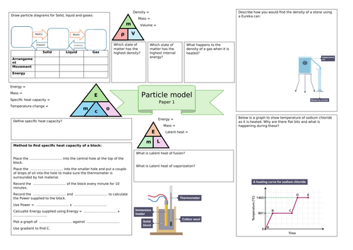 Particle model Revision broadsheet - AQA Combined Science - Trilogy Physics | Teaching Resources