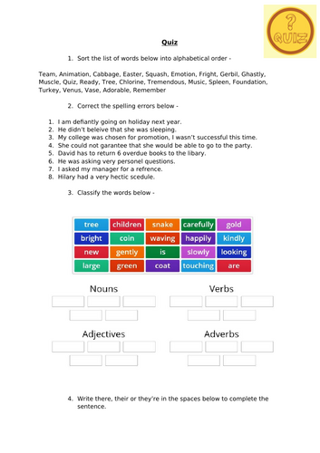 Functional Skills English - SPaG Quiz | Teaching Resources