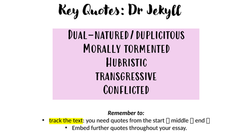 Quotation Explosions: Dr Jekyll (Level 5 and 6 analysis) | Teaching ...